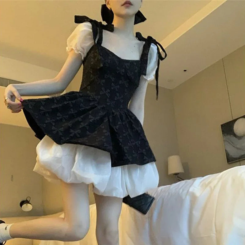 TAVIMART - Kawaii Pleated Lolita Mini Dress Women Emo Harajuku Y2k Aes ...