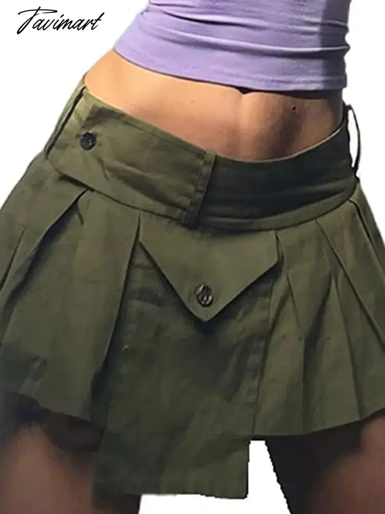 TAVIMART Y2K Gothic Micro Skirts Green Fairy Grunge Women Mini Skirts ...