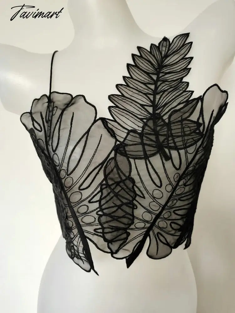 Women Tank Top Green Transparent Outfit Camisole Sexy Embroidered Tank ...